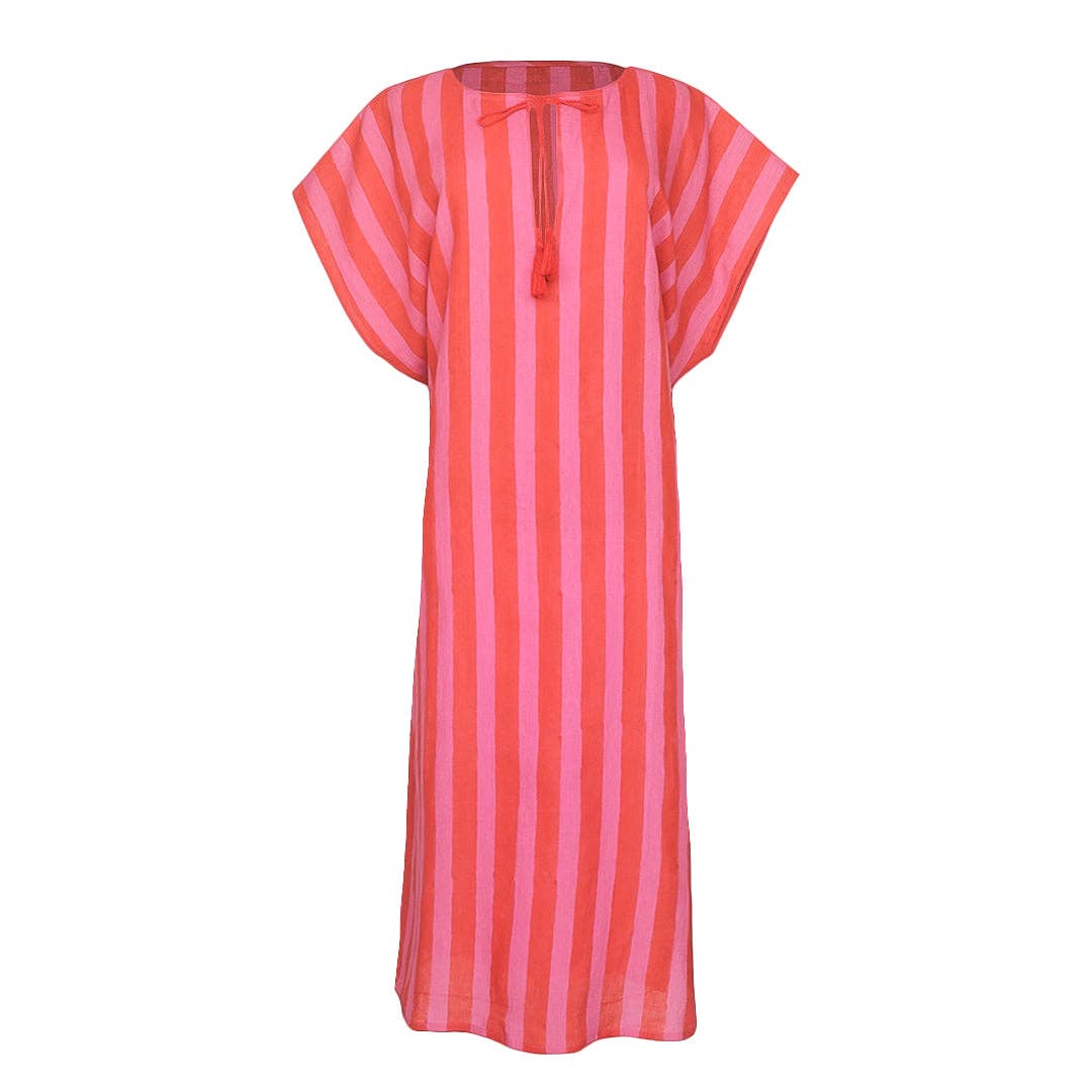 Kate Cabana Stripe Caftan Pink + Red | FIG HOME CO.